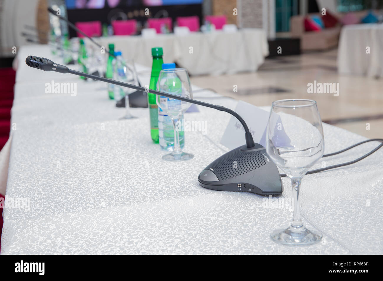 Conference hall or seminar room background to ready for indoor business ...