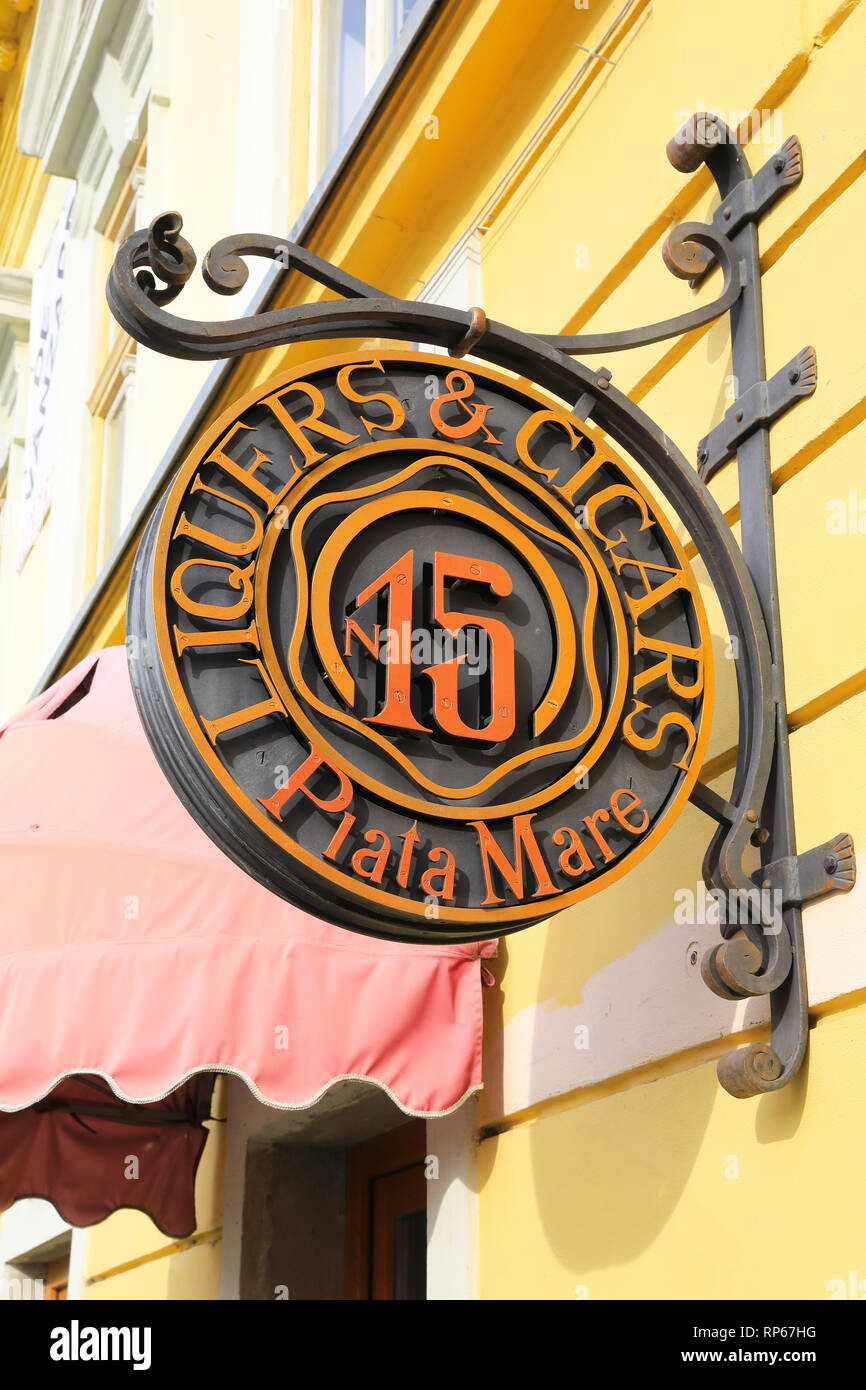 Liqueurs & cigars shop at 15 Piata Mare in Sibiu's old town, in ...