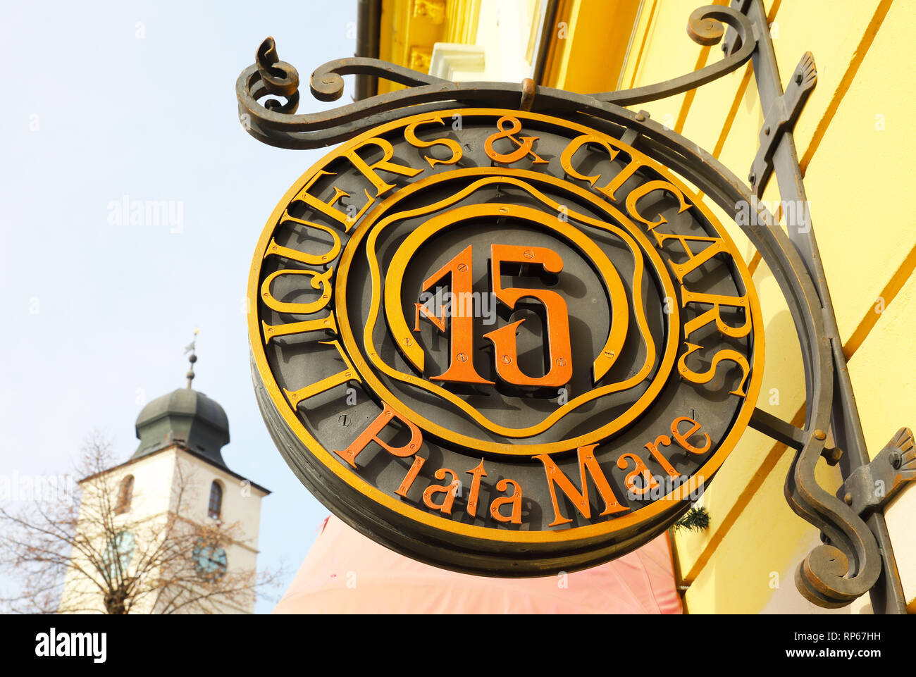 Liqueurs & cigars shop at 15 Piata Mare in Sibiu's old town, in ...
