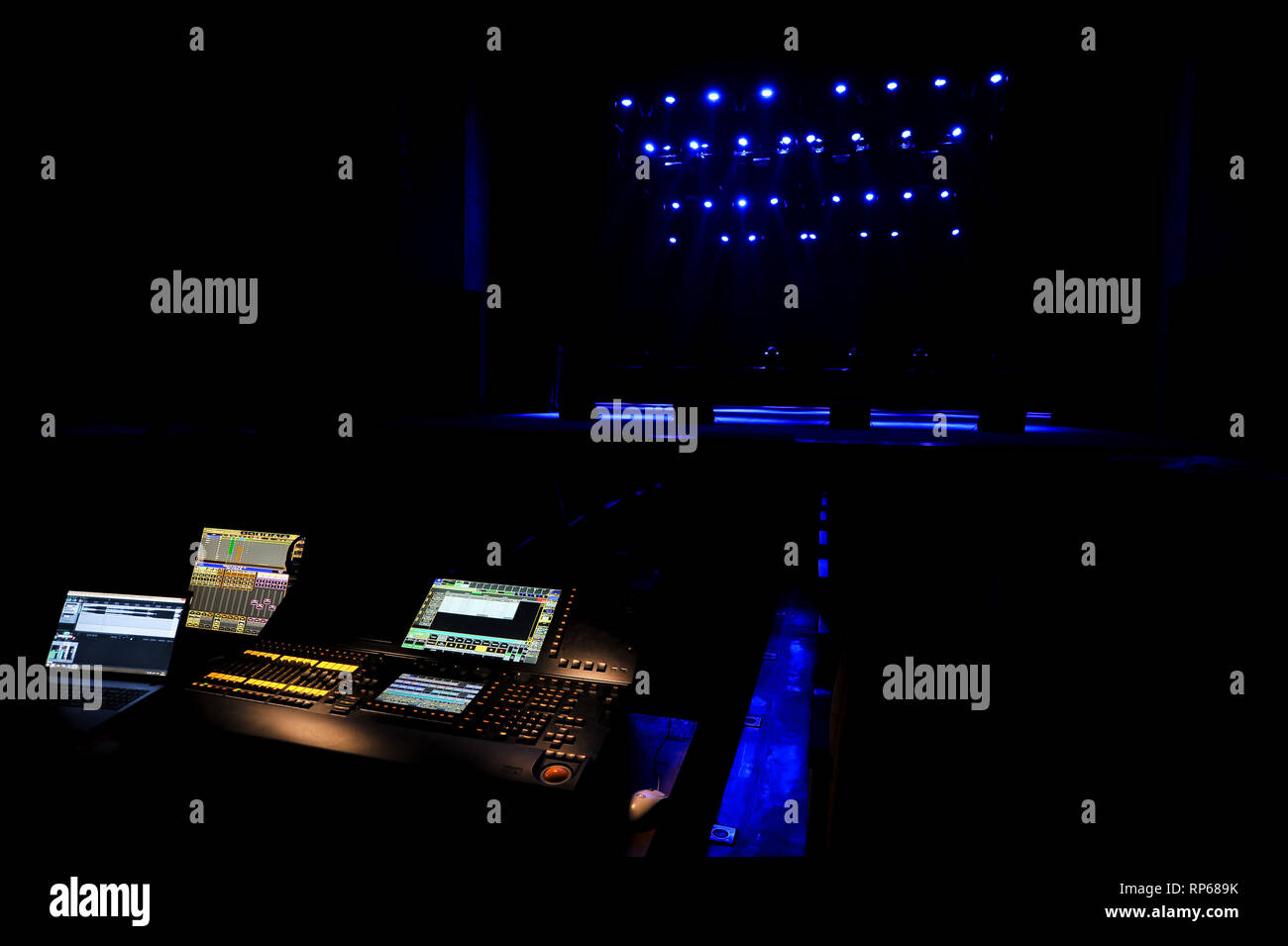 Free stage with lights. work of a light engineer, light designer Stock ...