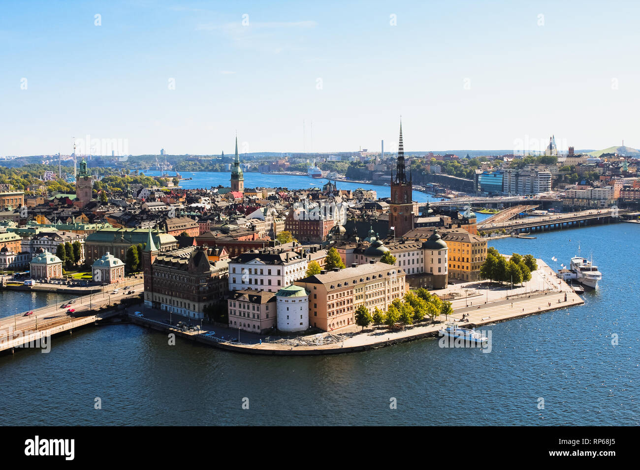 View of Stockholm skyline on Gamla Stan from above at the top of ...