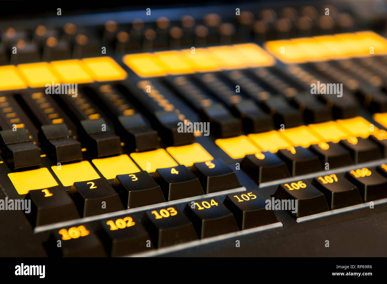 Sound mixer control panel, closeup. Sound engineer Stock Photo - Alamy