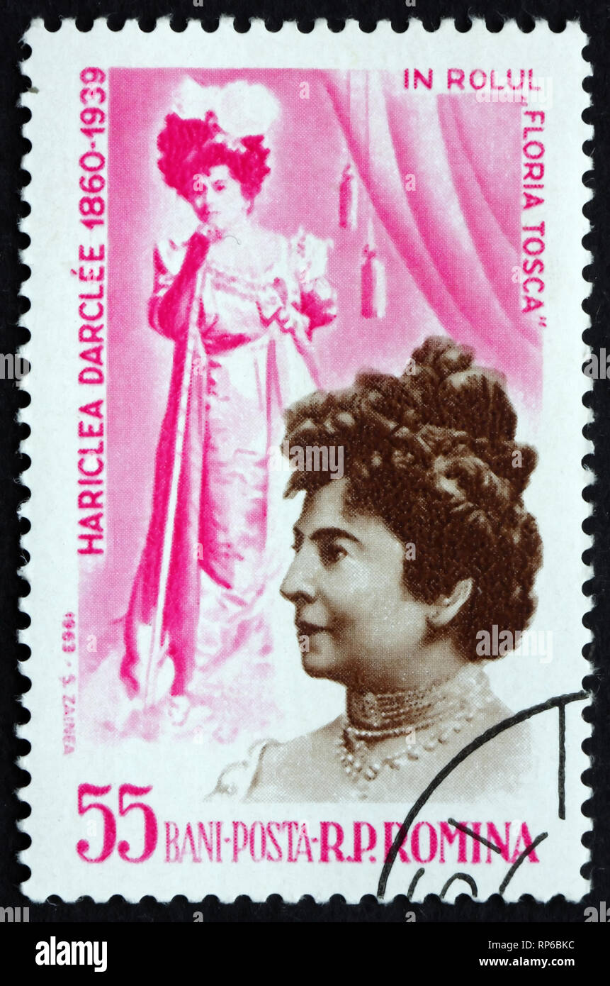 ROMANIA - CIRCA 1964: a stamp printed in the Romania shows Hariclea ...