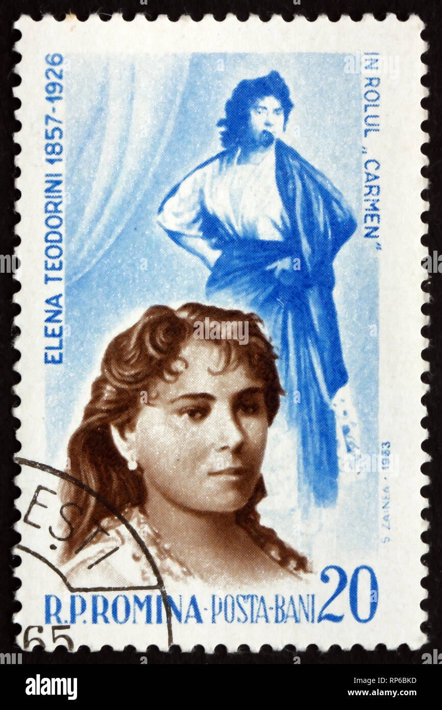 ROMANIA - CIRCA 1964: a stamp printed in the Romania shows Elena ...