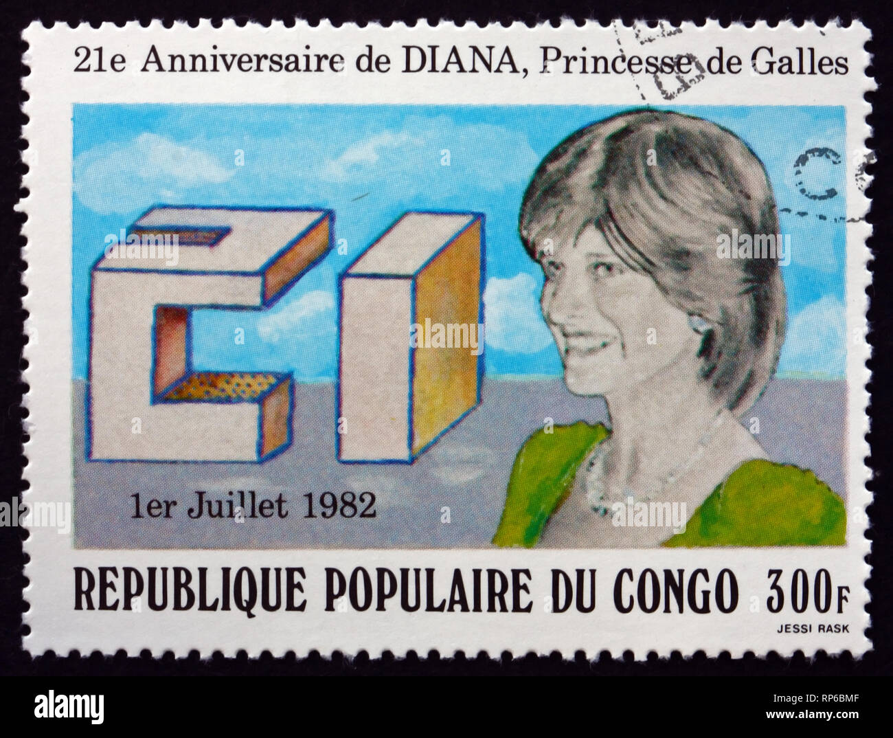 CONGO - CIRCA 1982: a stamp printed in the Belgian Congo shows Princess ...