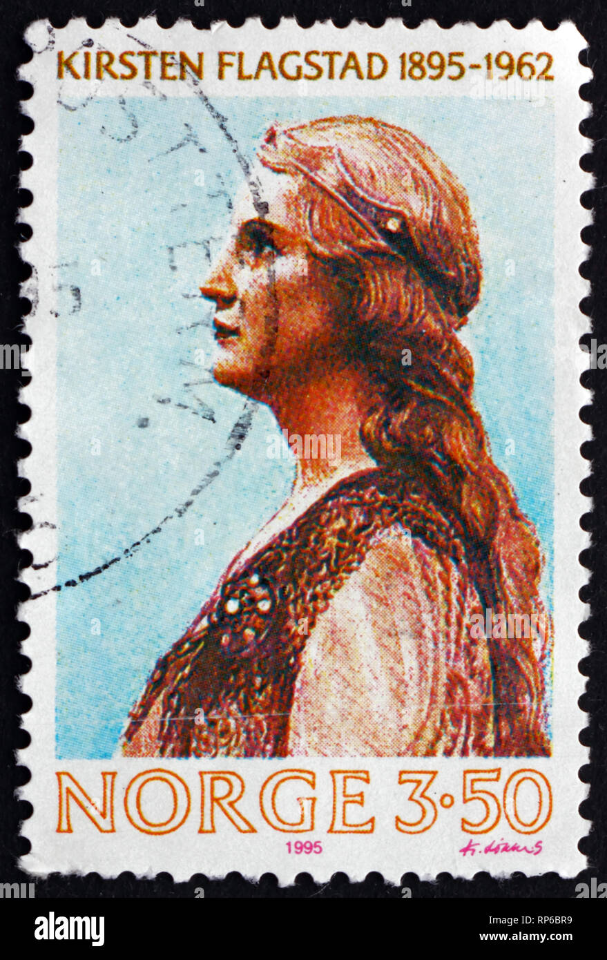 NORWAY - CIRCA 1995: a stamp printed in the Norway shows Kirsten ...