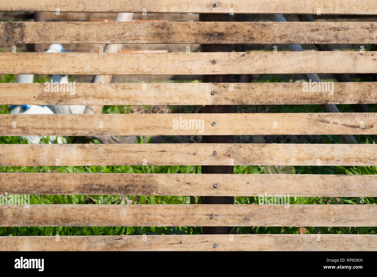 Close up of old brown wood lath with natural striped background and ...
