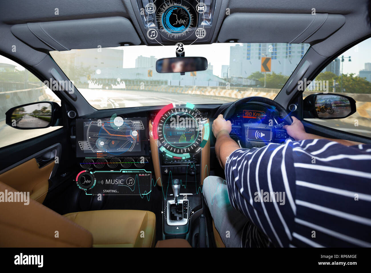 Man speech talk for control smart car with voice recognition function ...