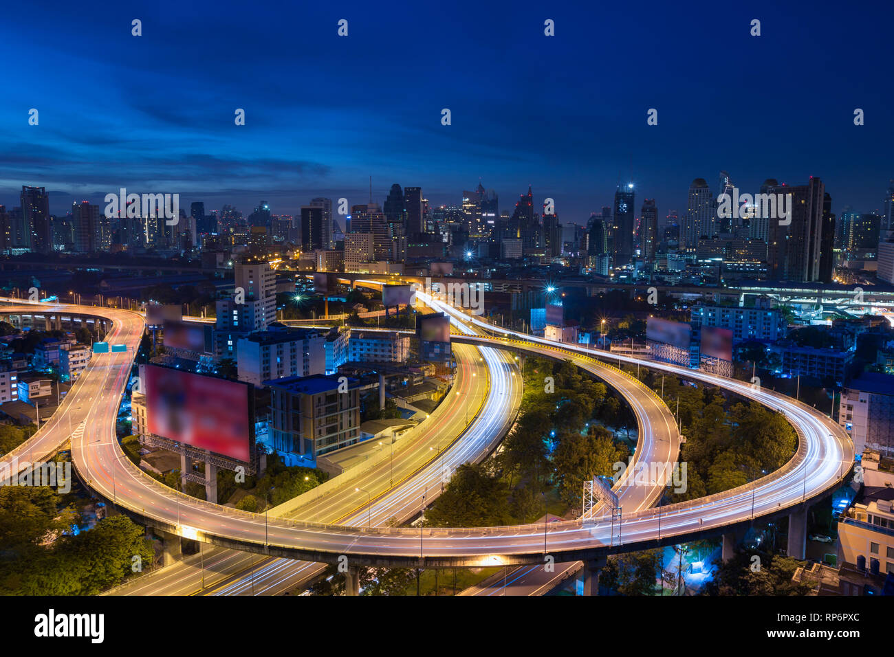 Bangkok expressway at night, Thailand Stock Photo - Alamy