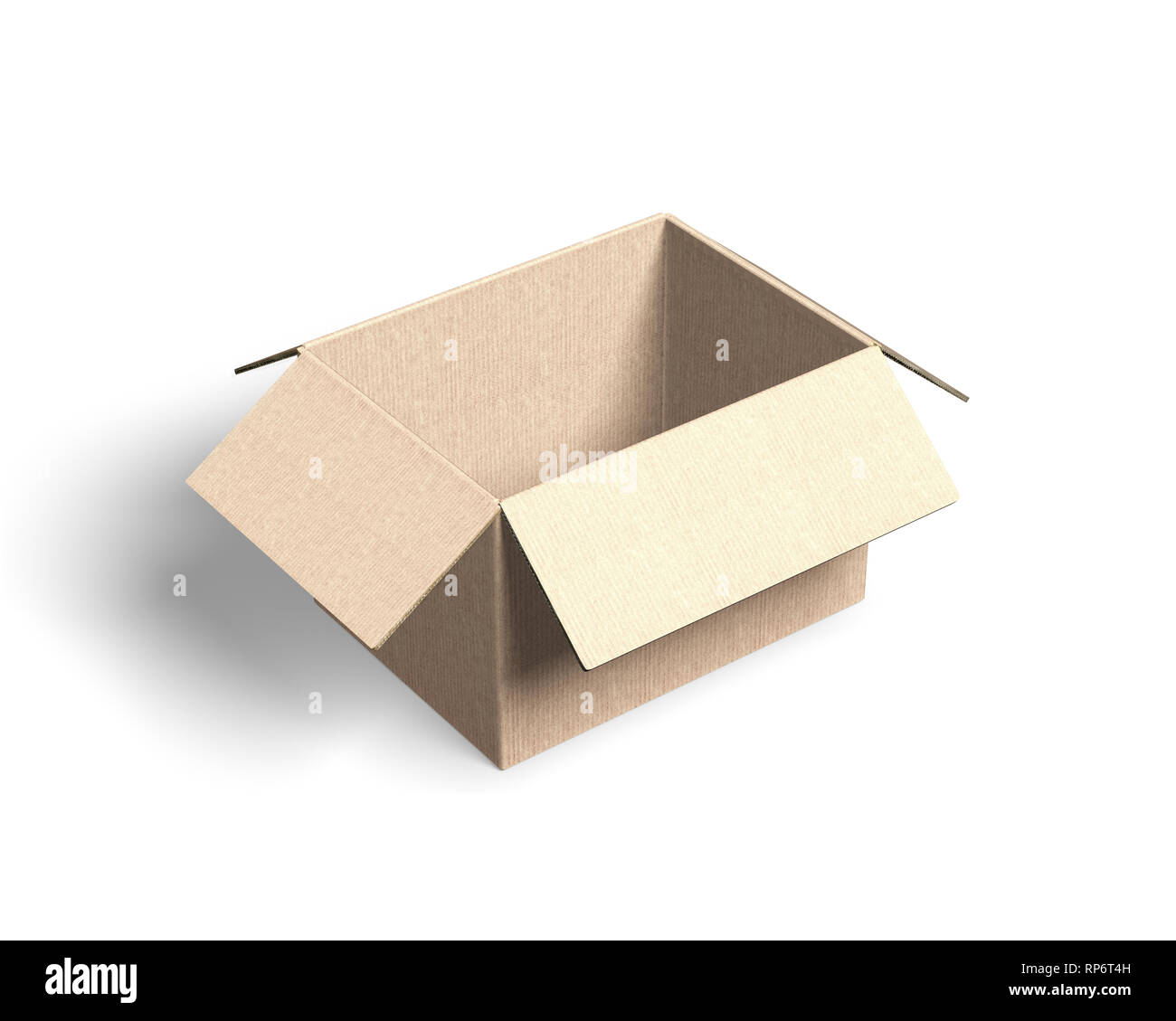 Opened cardboard box, isolated on white background, 3D illustration ...