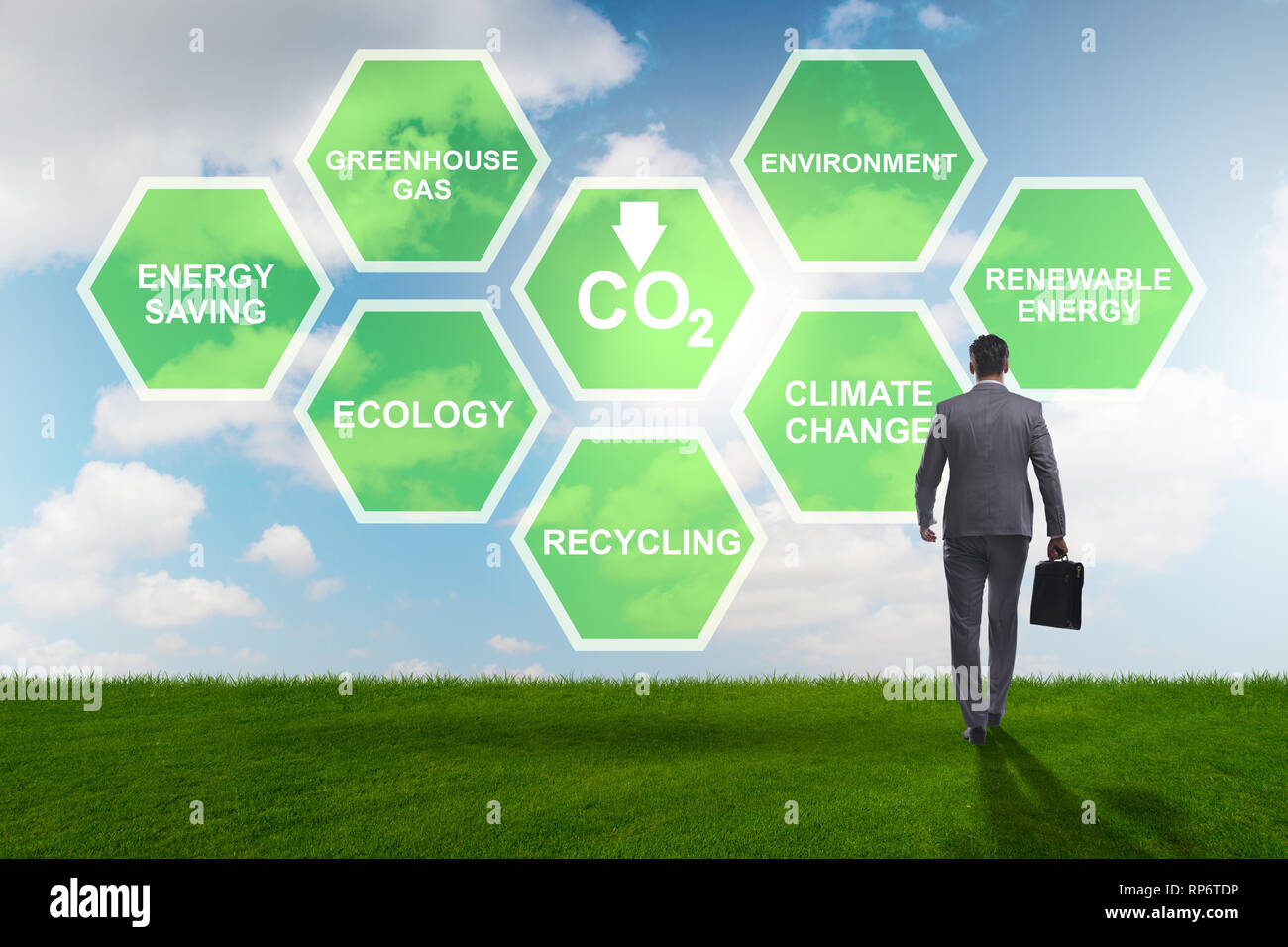 Businessman in ecology and environment concept Stock Photo - Alamy
