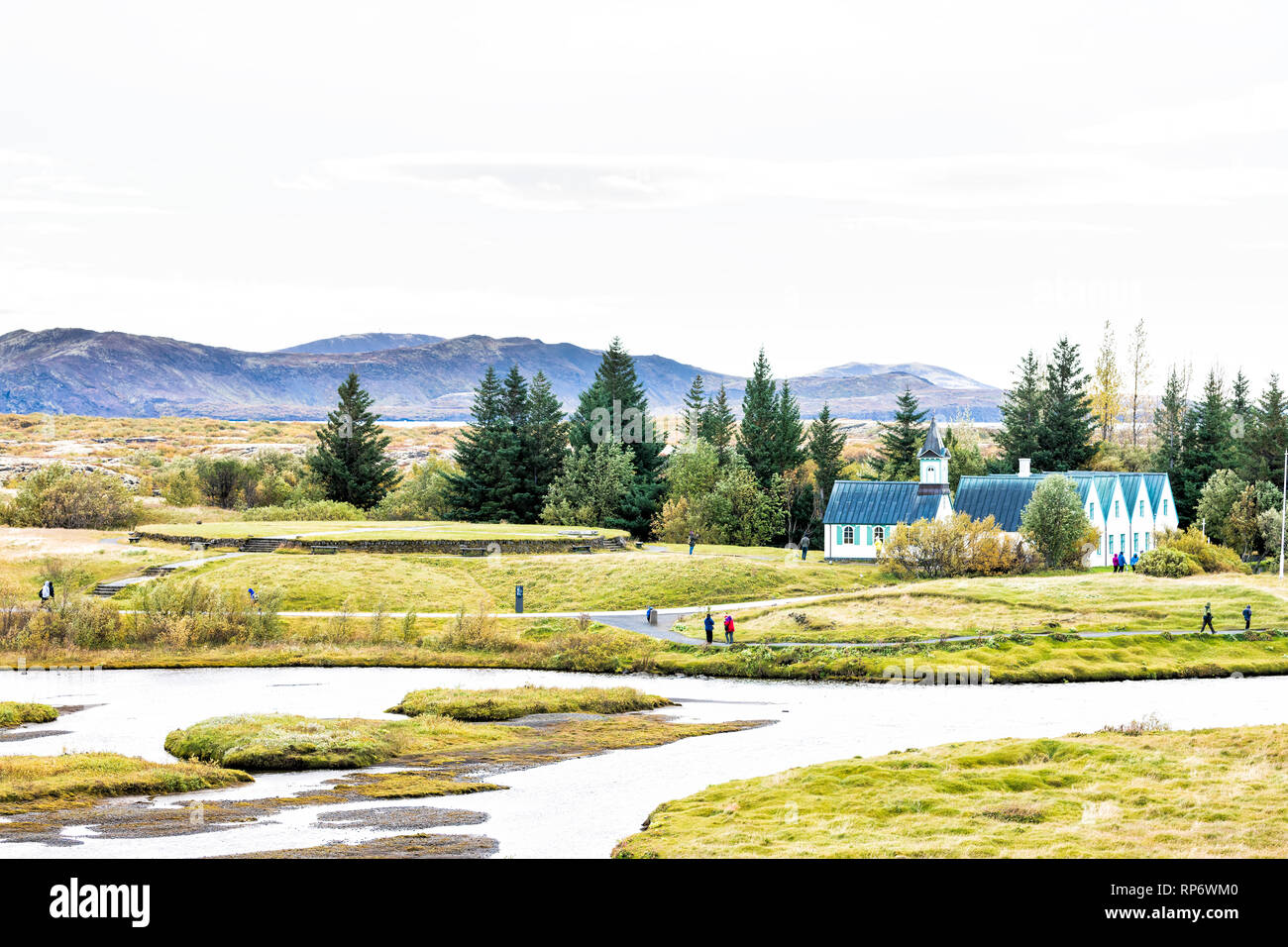 Thingvellir National Park with autumn foliage in Iceland Golden circle ...