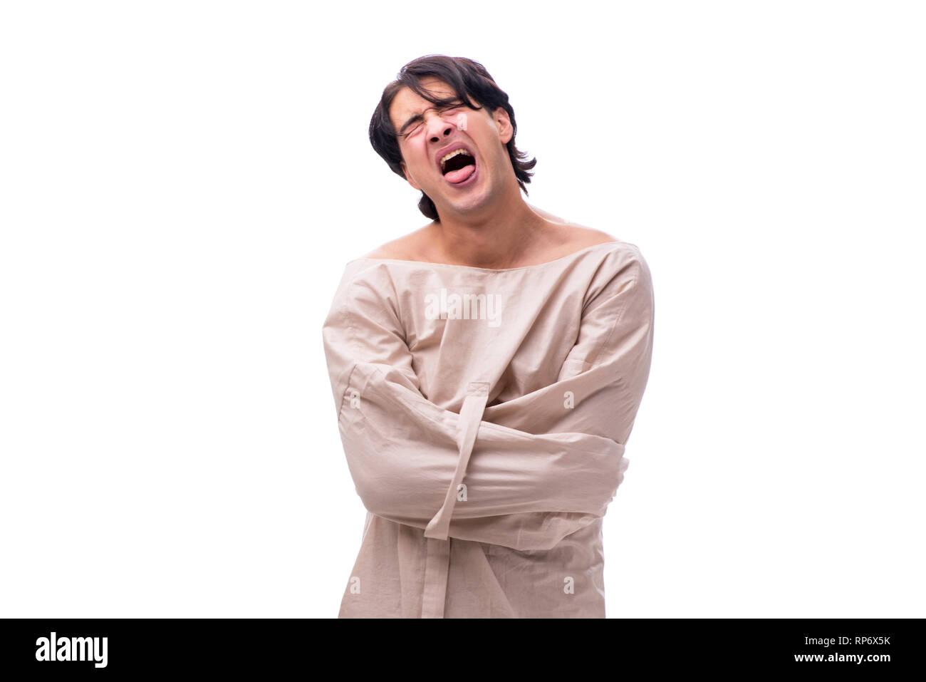 Young mad man isolated on white Stock Photo - Alamy