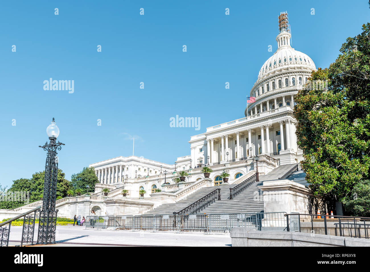 Washington DC, USA - October 12, 2018: Congress dome construction ...