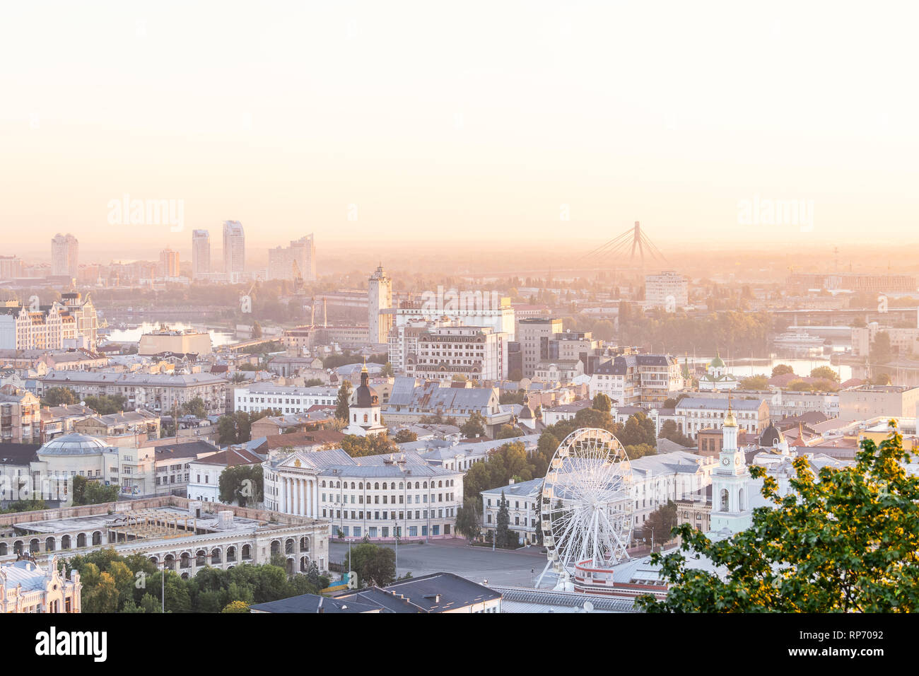 Kyiv, Ukraine - August 11, 2018: View of cityscape skyline with ...