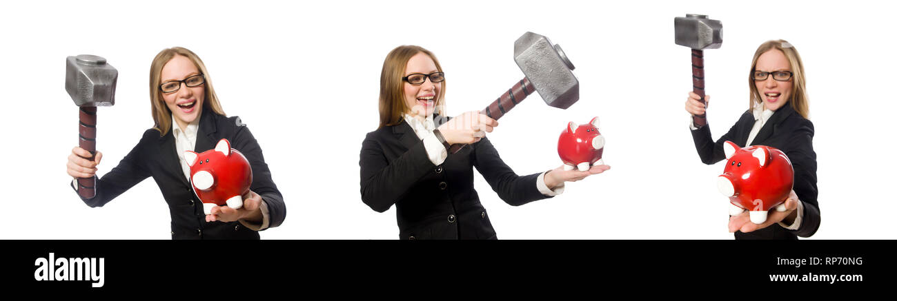 Angry businesswoman isolated on white Stock Photo - Alamy