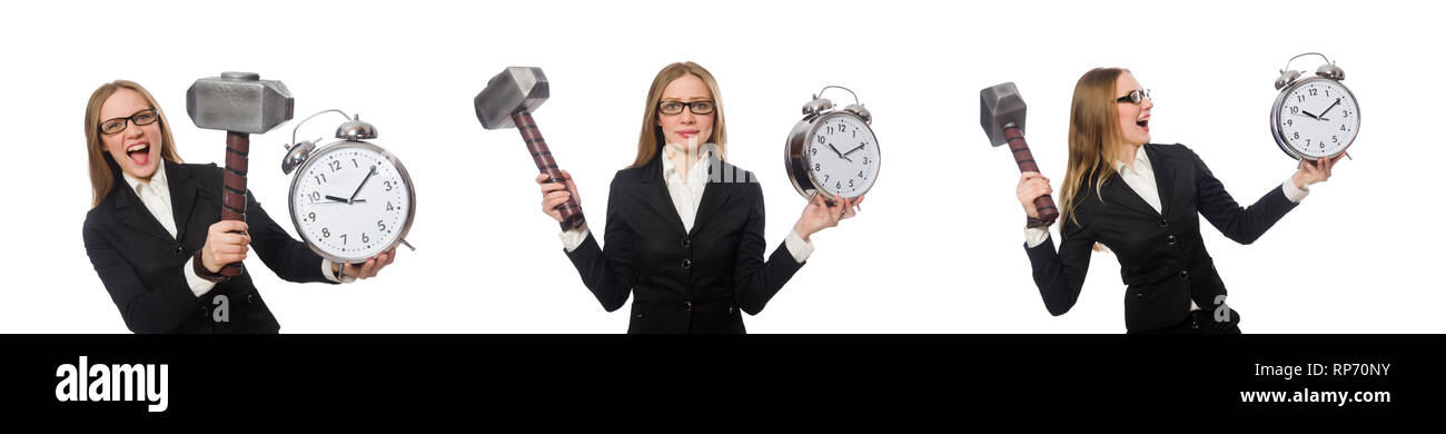 Angry businesswoman isolated on white Stock Photo - Alamy