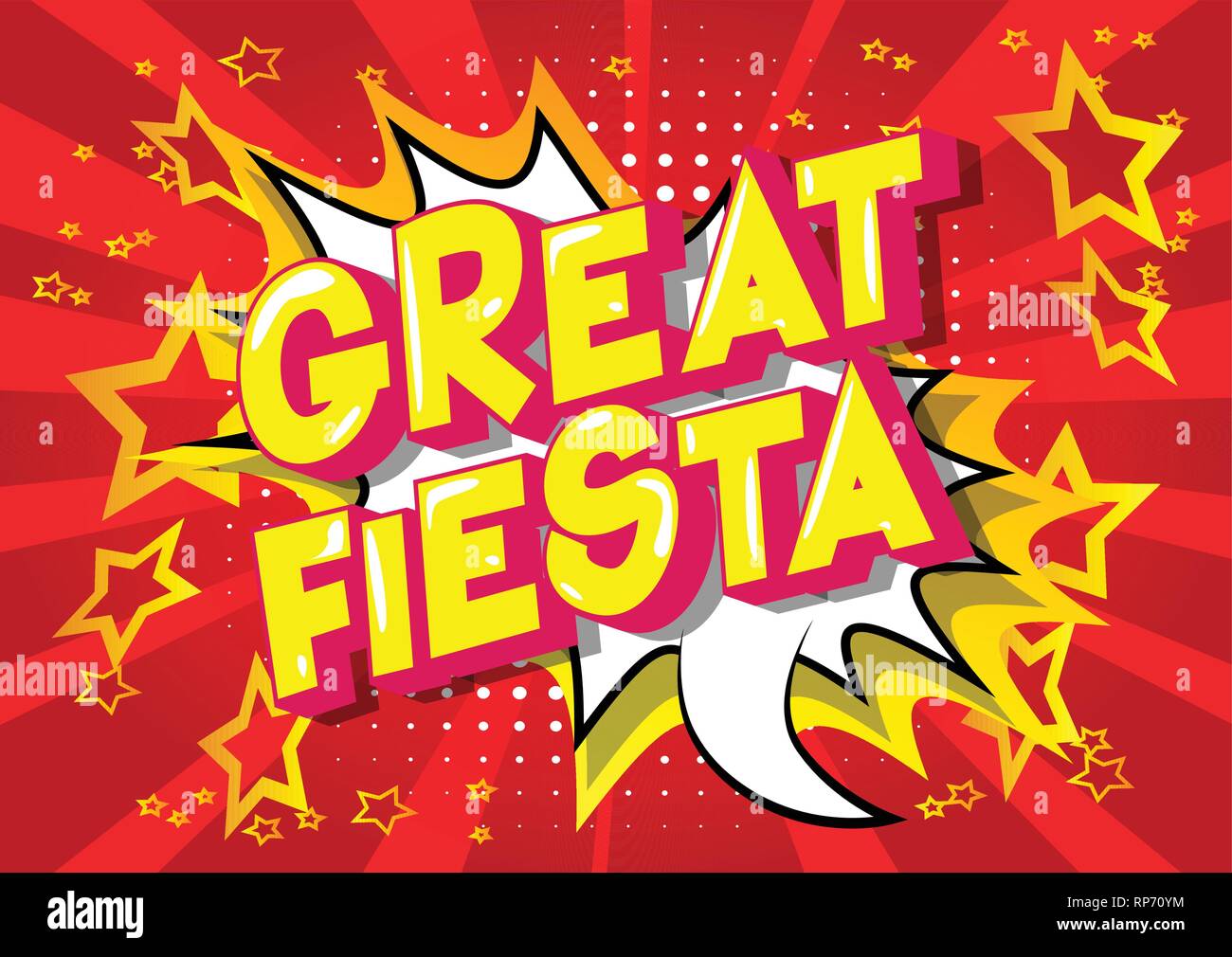 Great Fiesta - Vector illustrated comic book style phrase on abstract ...