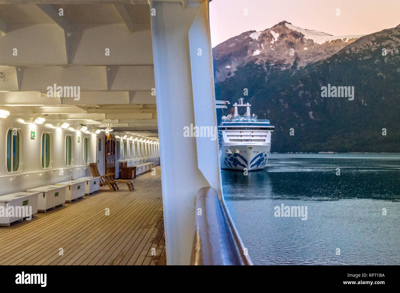September 15, 2018 - Skagway, AK: Early morning cruise ships docking in ...