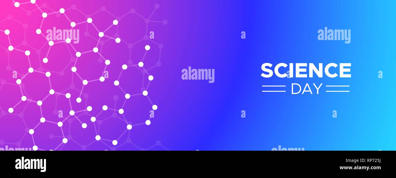 Science Day web banner illustration background of abstract geometric ...