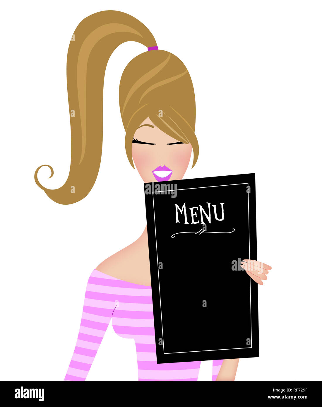 Cute fashion illustration of a trendy young woman with a ponytail ...