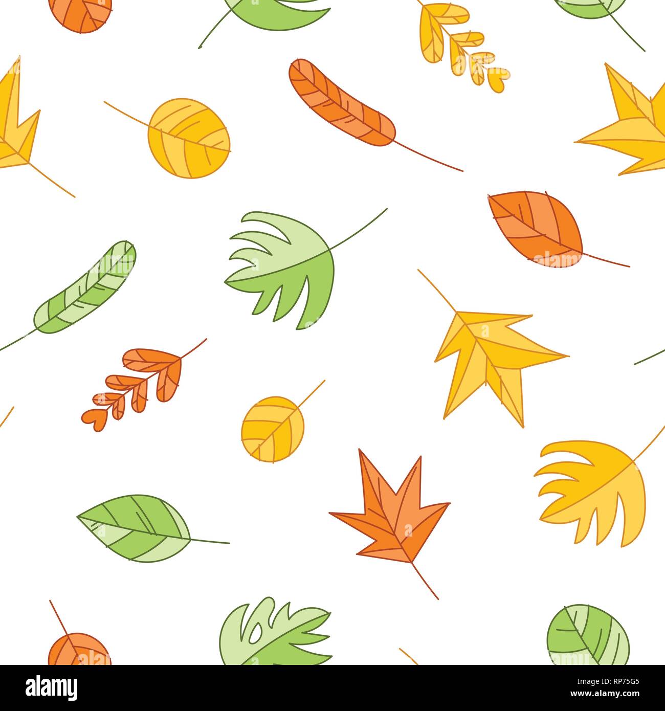 Flat design leaf seamless pattern. vector background illustration for ...