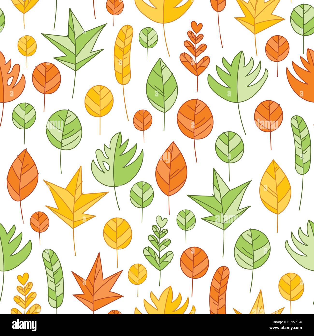Flat design leaf seamless pattern. vector background illustration for ...