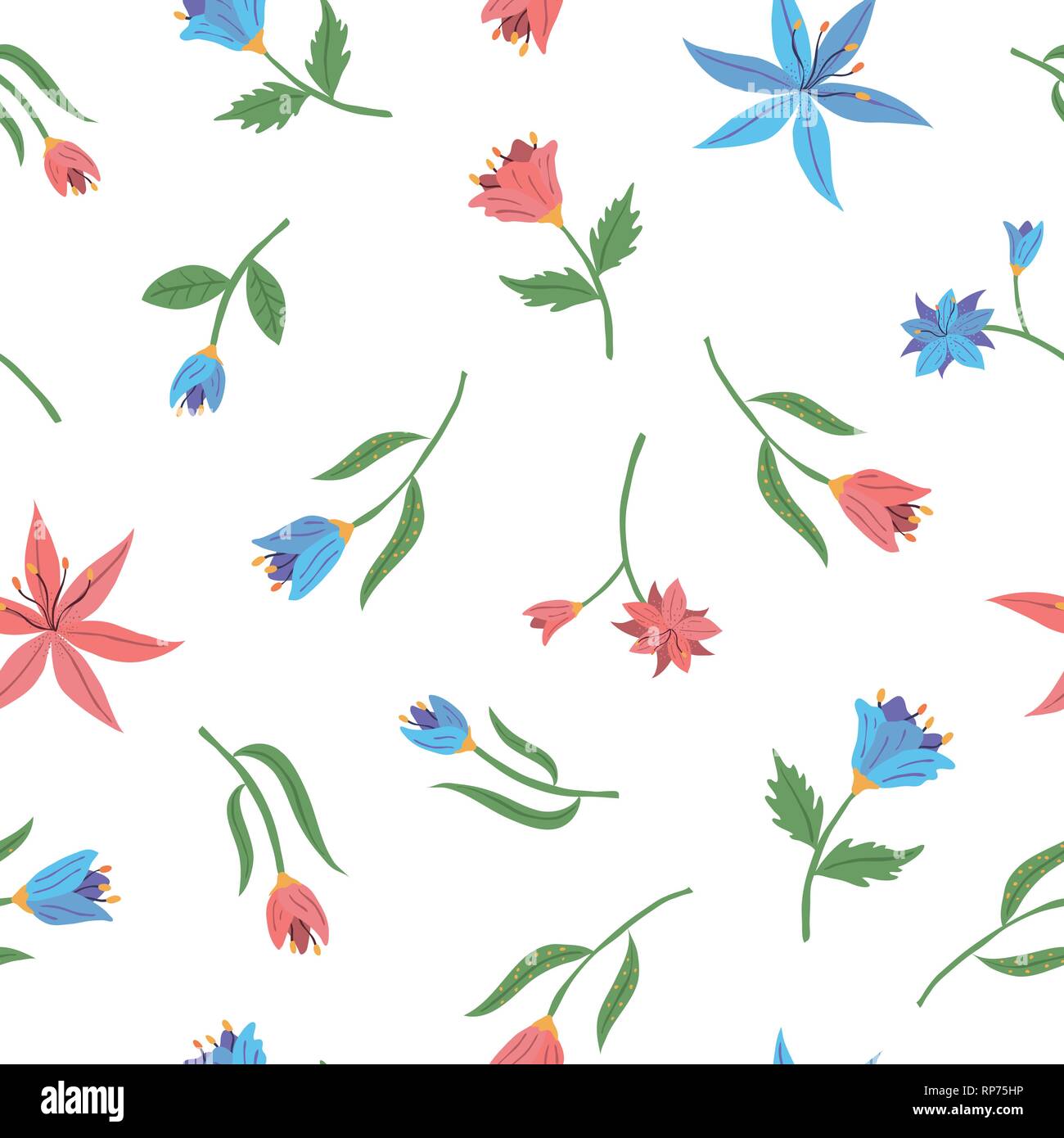 Pastel color simple flower petals confetti seamless pattern. vector ...