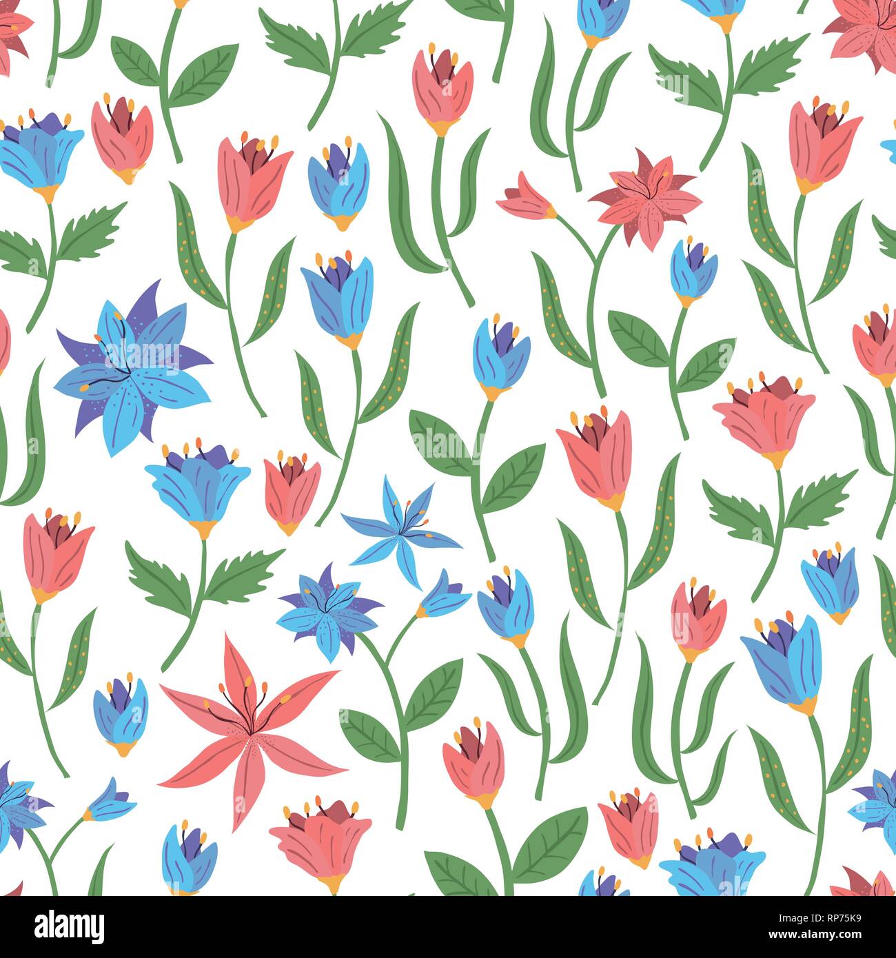 Pastel color simple flower petals confetti seamless pattern. vector ...