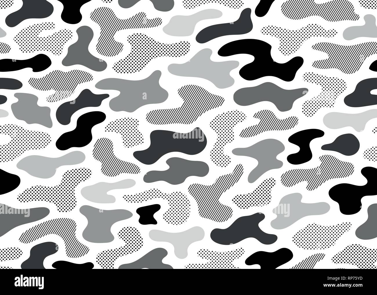 Monochrome modern camouflage seamless pattern. vector background ...