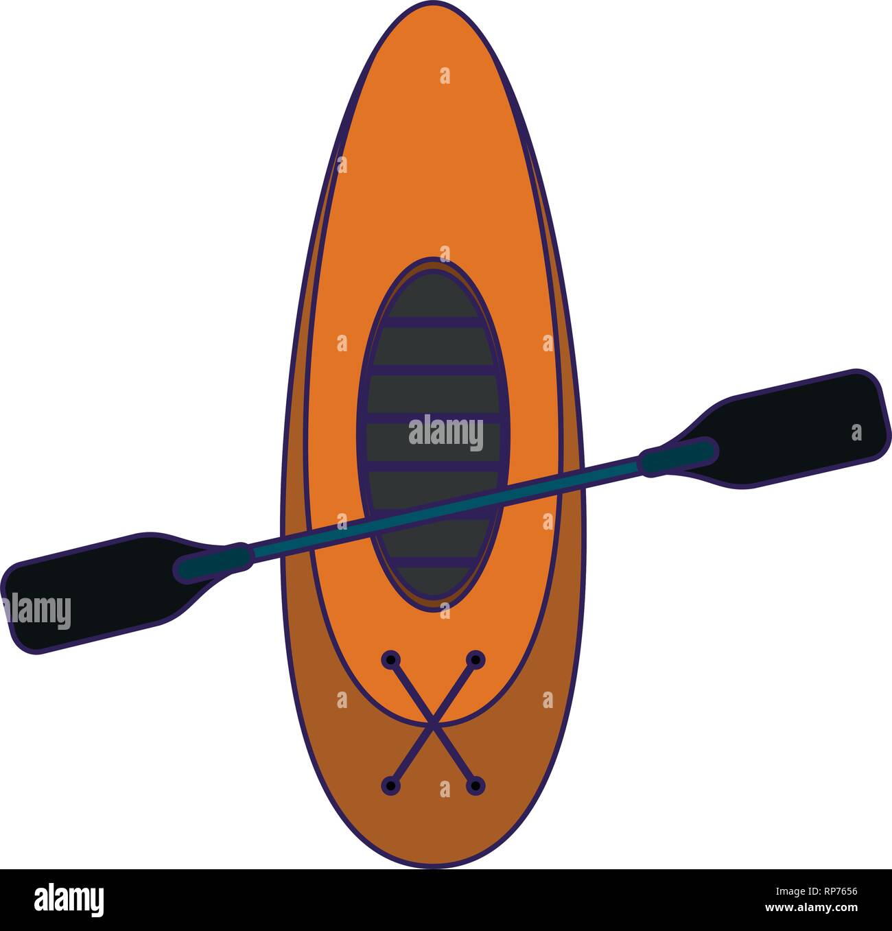 Boat with oars cartoon topview blue lines Stock Vector Image & Art - Alamy