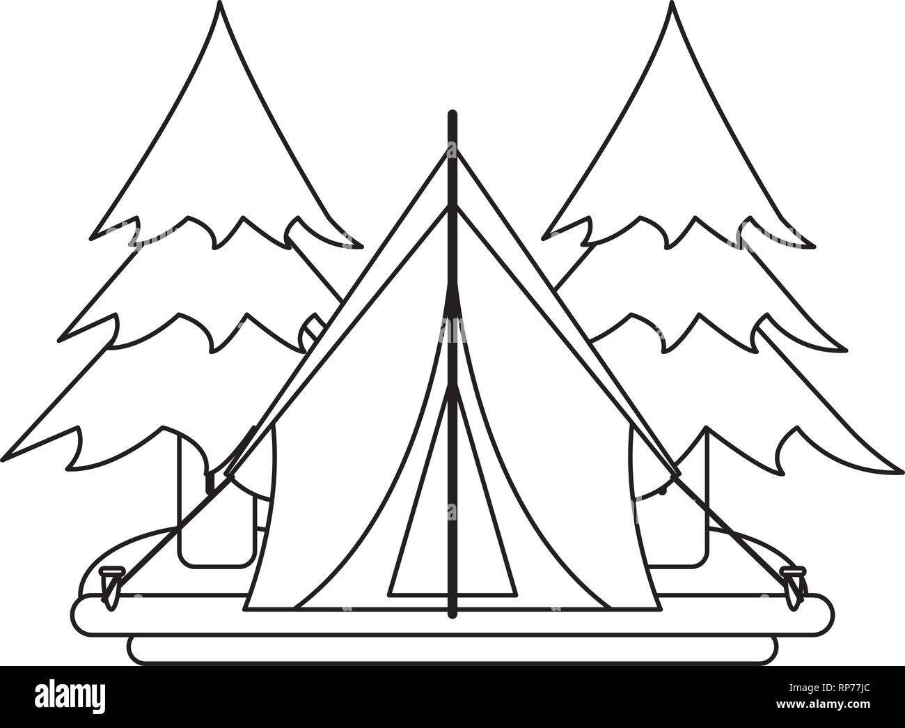 Camping lifestyle in nature black and white Stock Vector Image & Art ...