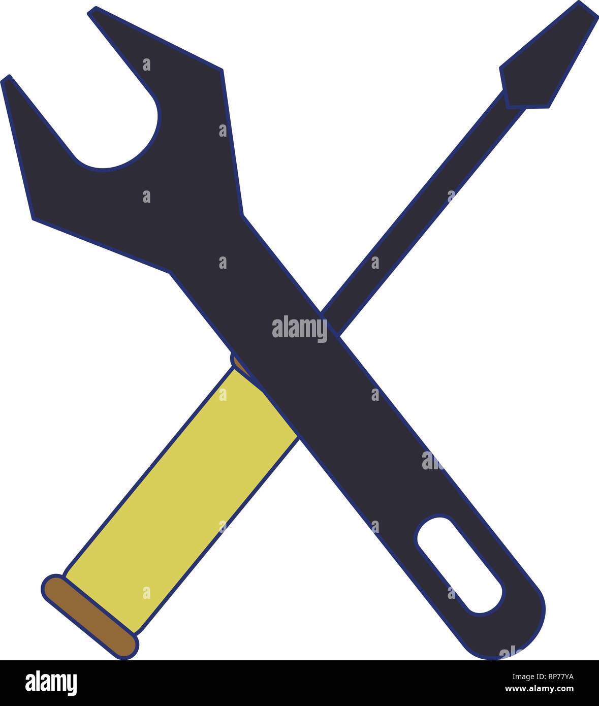 tools wrench and screwdriver symbol blue lines Stock Vector Image & Art ...
