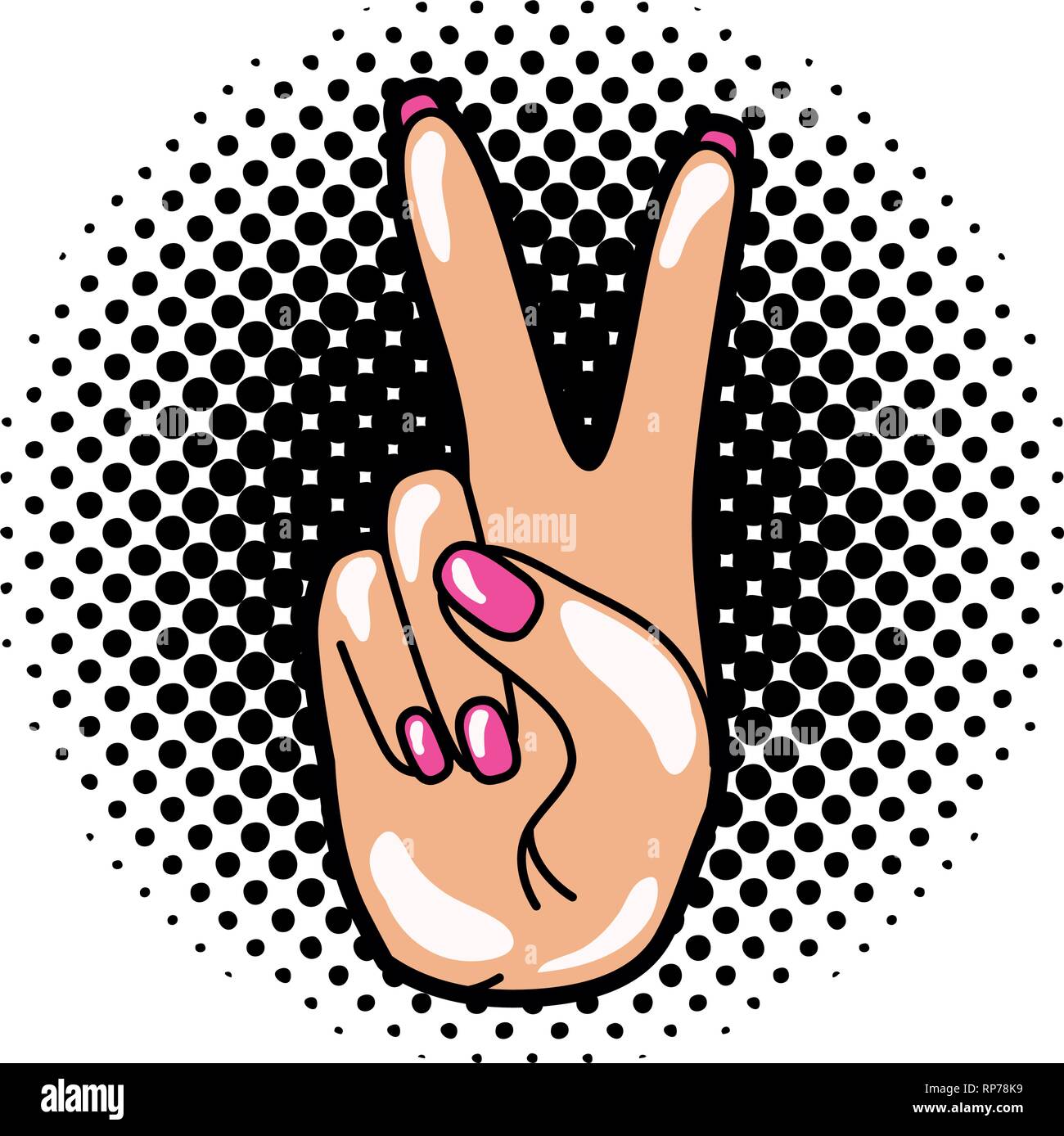 hand with peace sign and love pop art Stock Vector Image & Art - Alamy