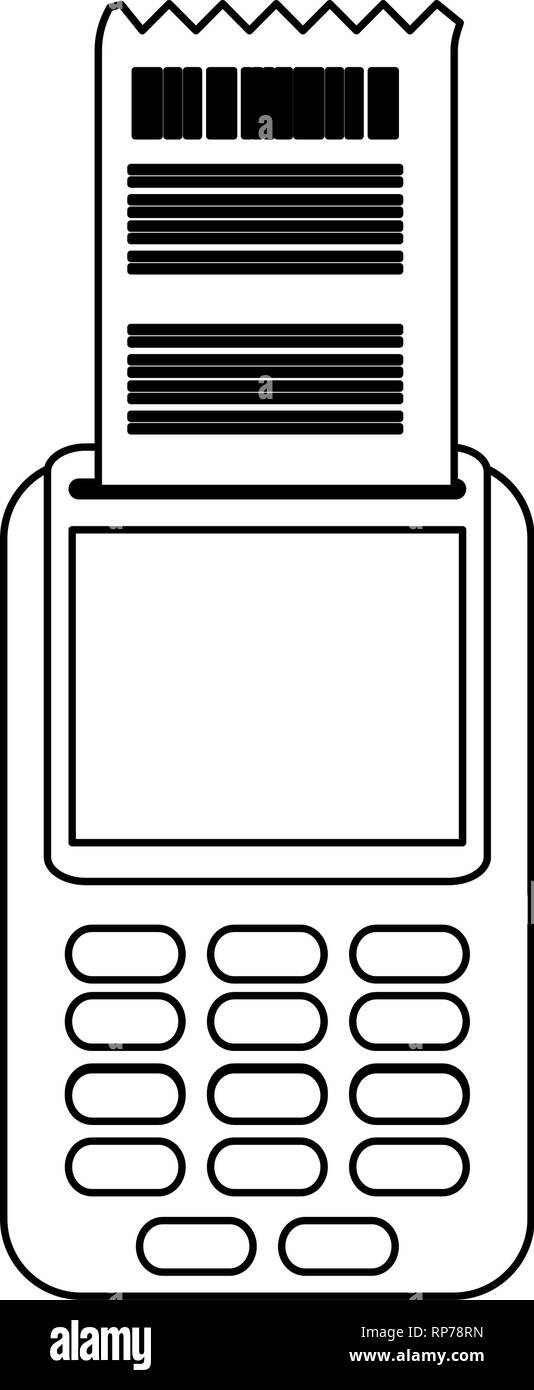 credit card reader electronic payment black and white Stock Vector ...