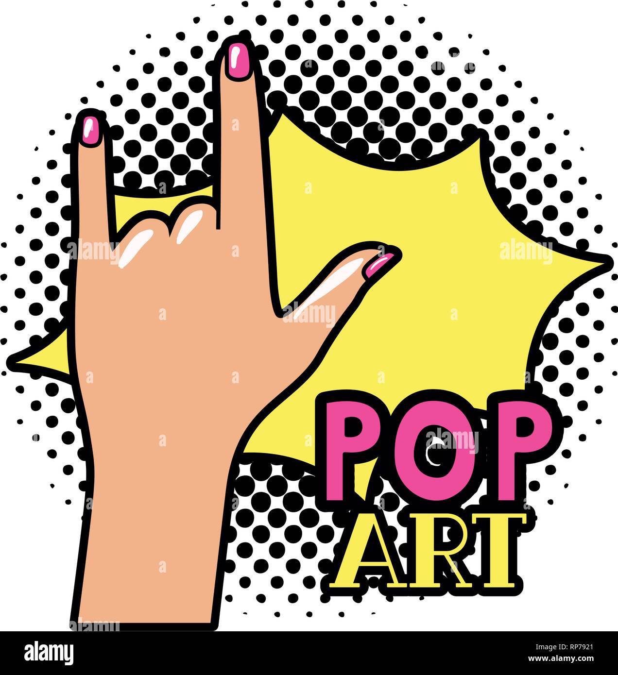 hand with sign rock pop art Stock Vector Image & Art - Alamy