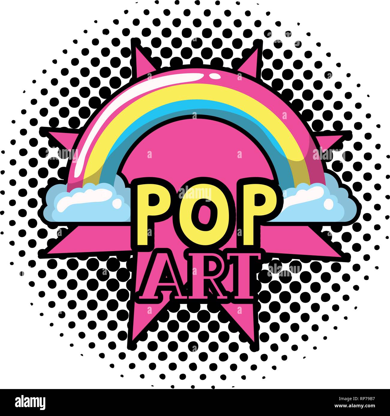 pop art label rainbow with clouds Stock Vector Image & Art - Alamy