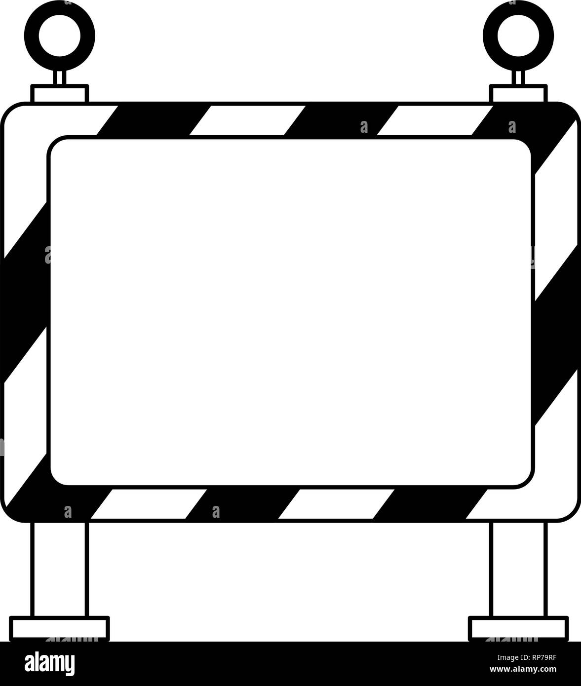 Construction barrier sign with lights black and white Stock Vector ...