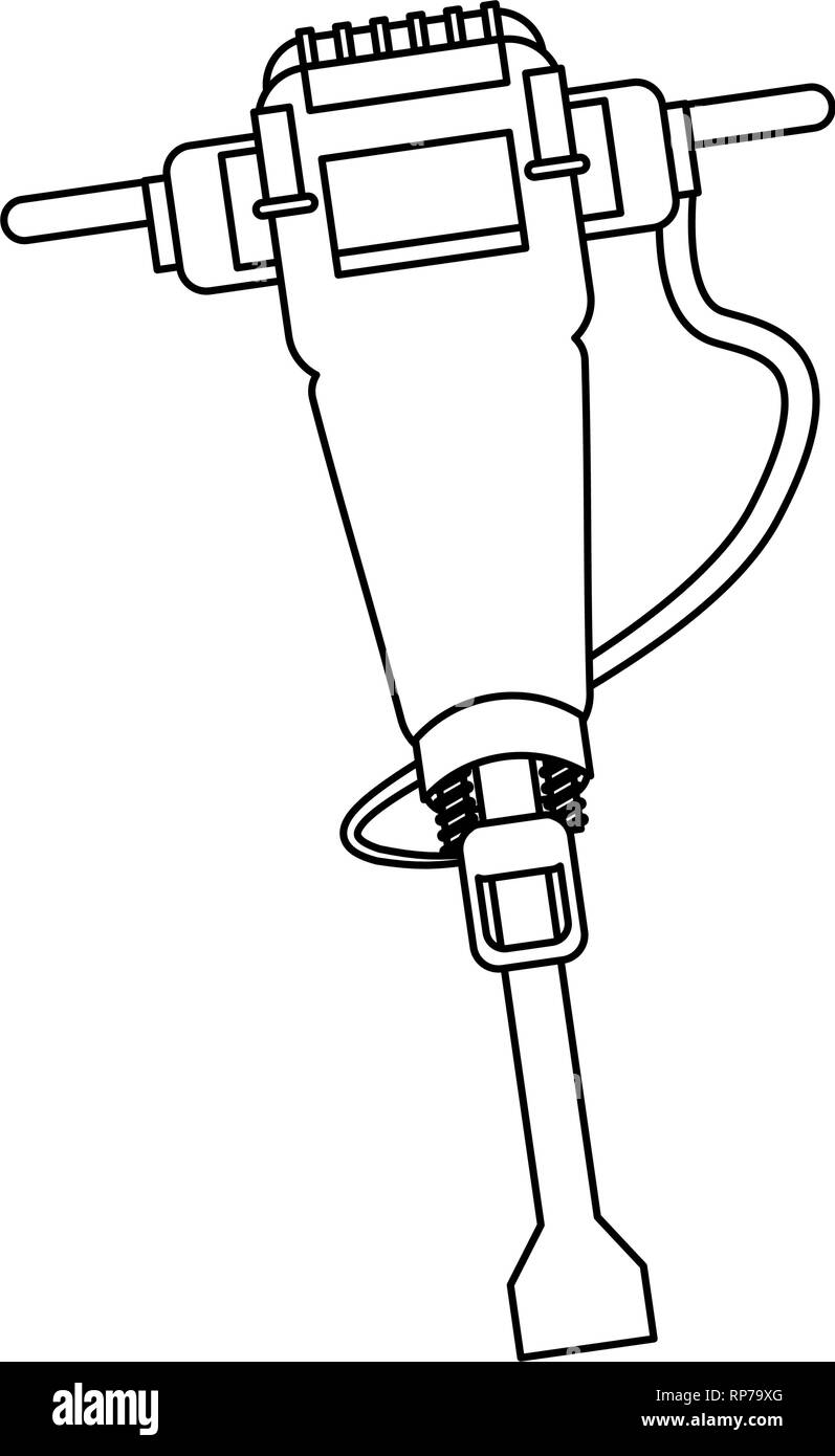 construction concrete drill tool black and white Stock Vector Image ...