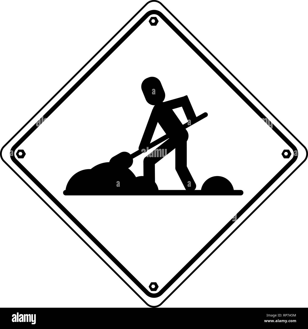Construction road sign black and white Stock Vector Image & Art - Alamy
