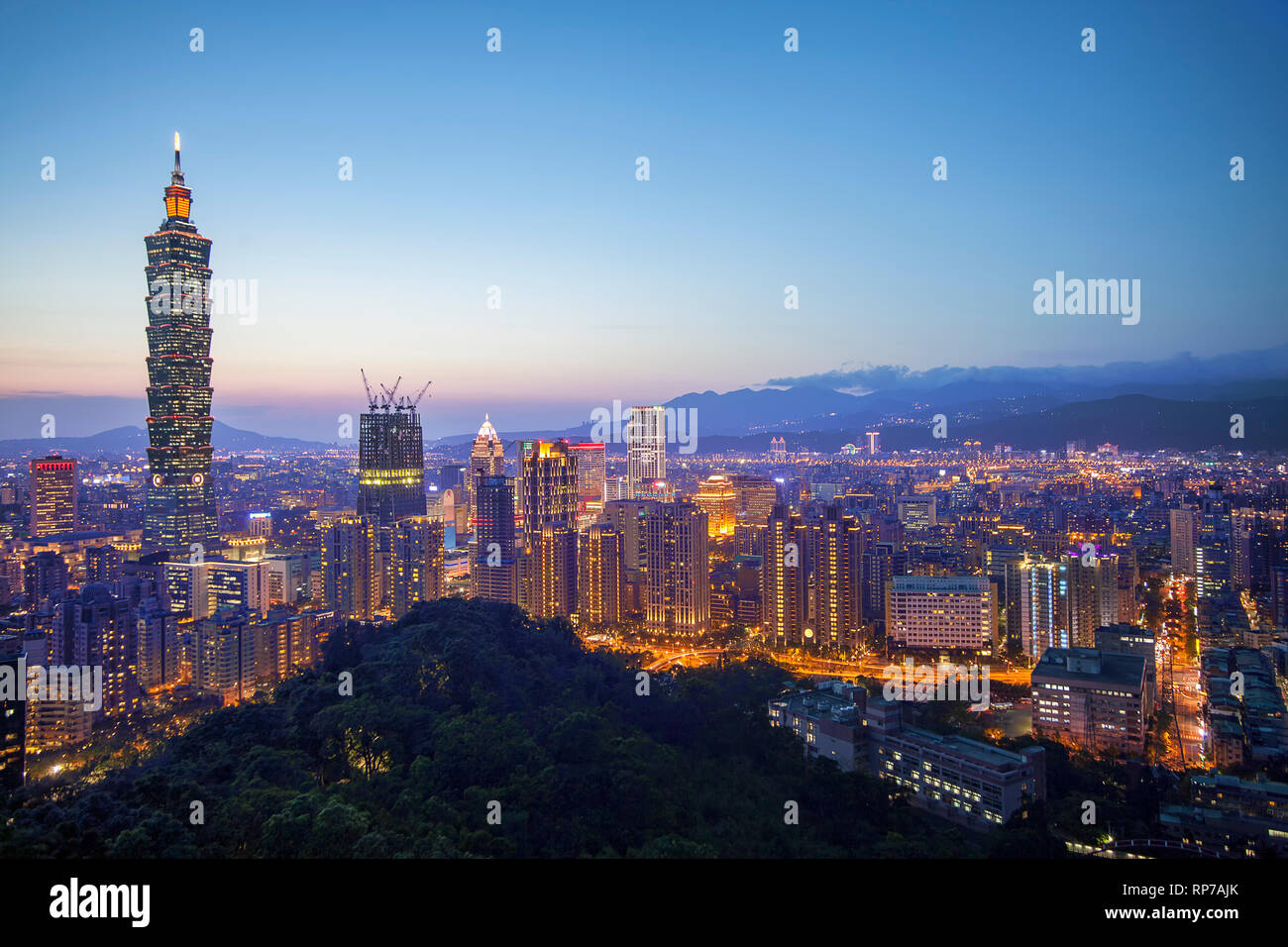 The Color cityscape with skyscraper and buildings under blue sky in ...