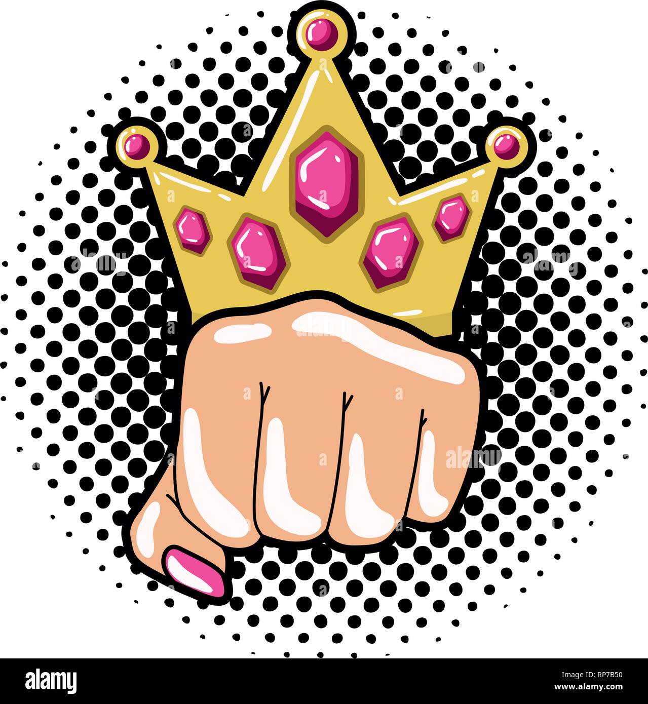 hand in sign power and crown pop art Stock Vector Image & Art - Alamy