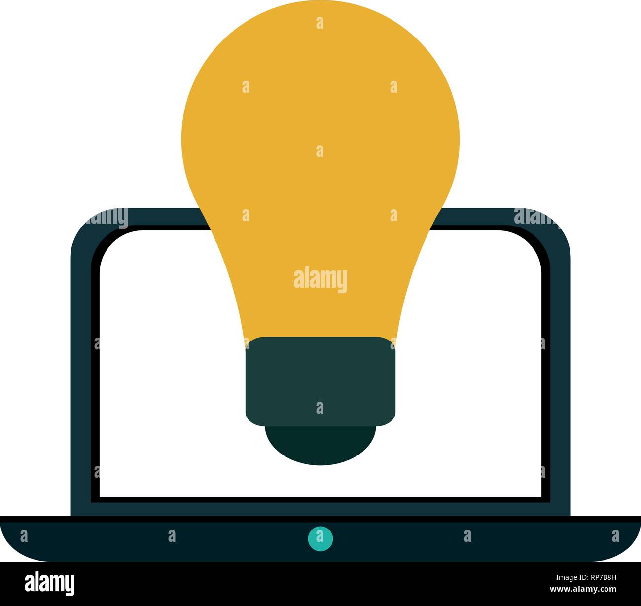 laptop with bulb light symbol isolated Stock Vector Image & Art - Alamy