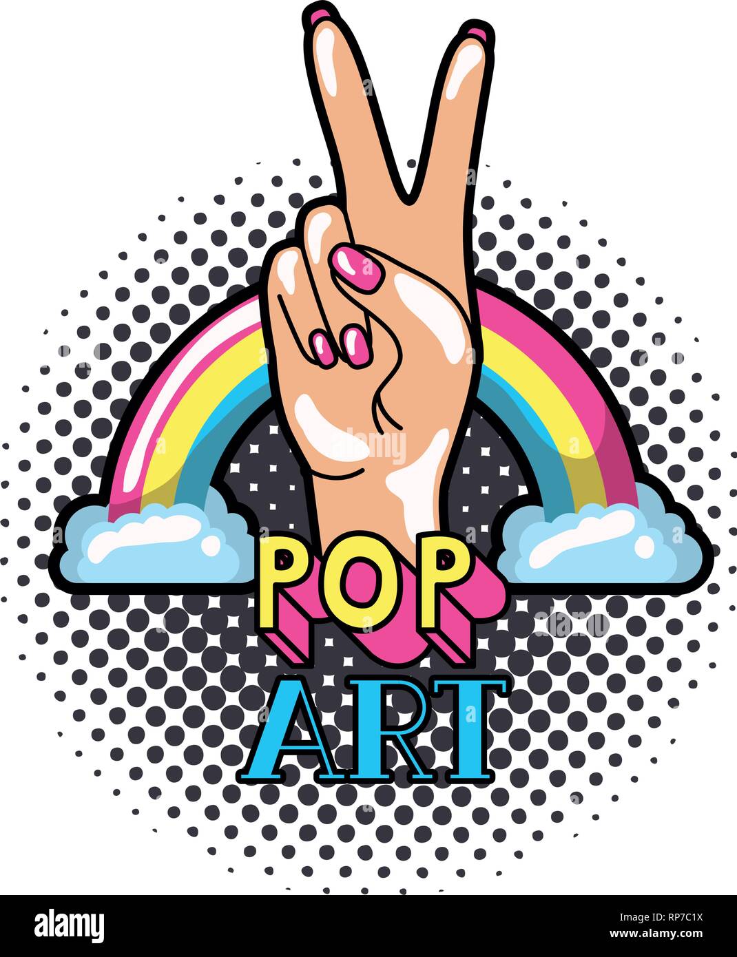 hand with peace sign and love pop art Stock Vector Image & Art - Alamy