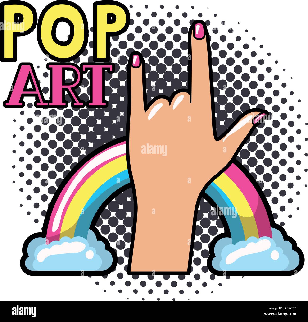 hand with sign rock pop art Stock Vector Image & Art - Alamy