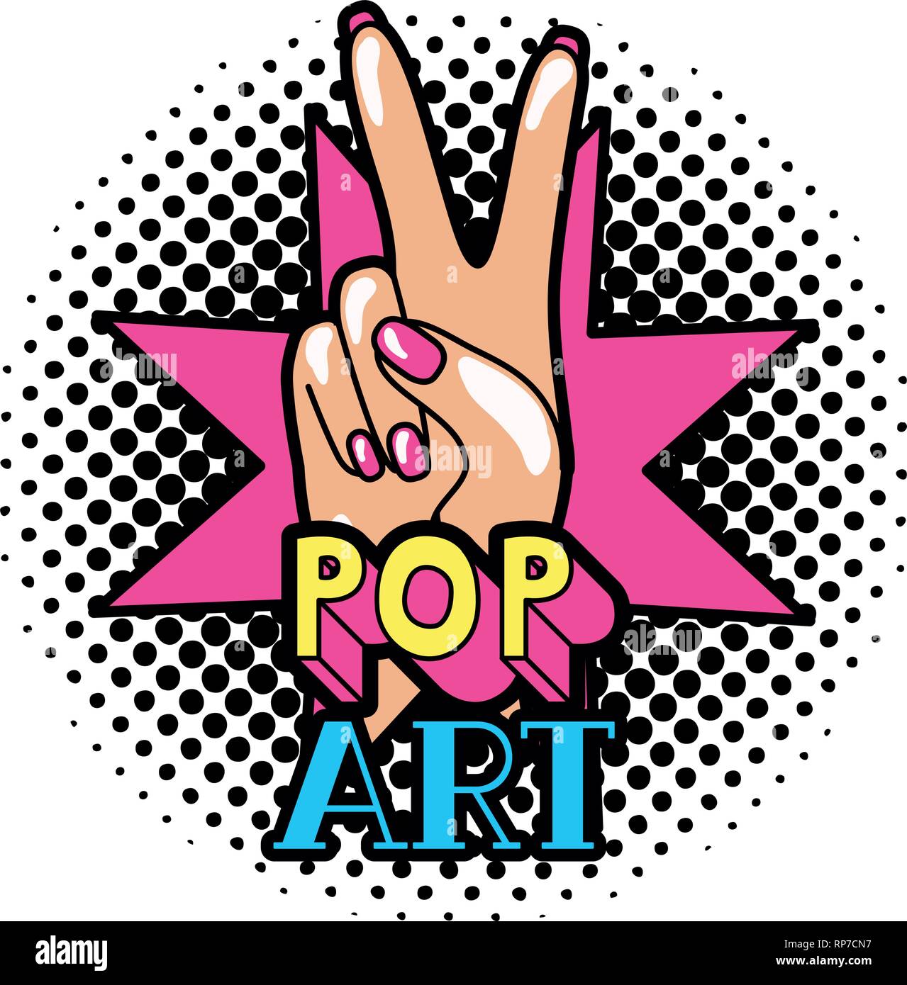 hand with peace sign and love pop art Stock Vector Image & Art - Alamy