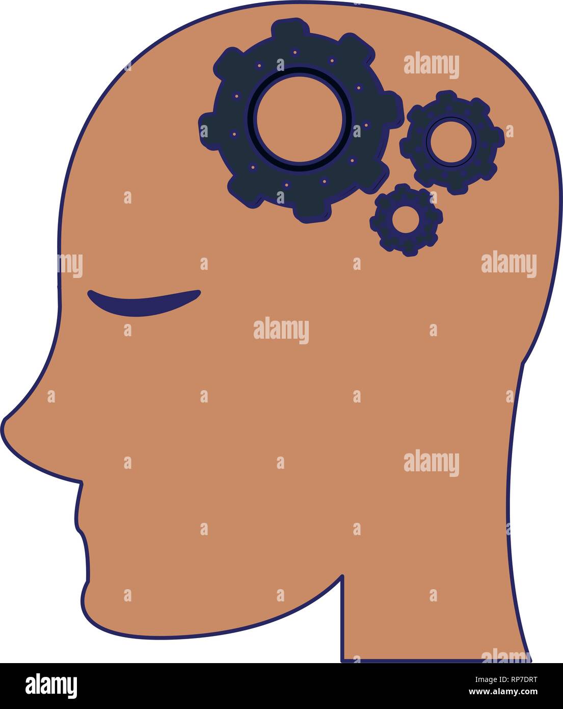 Gears in head Stock Vector Images - Alamy
