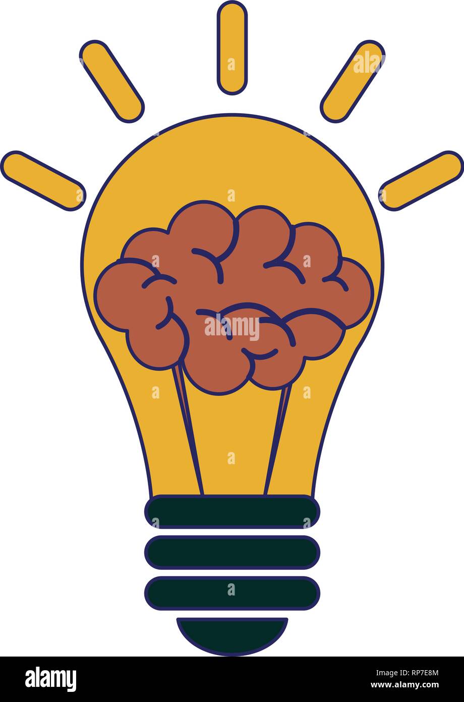 bulb light with brain symbol Stock Vector Image & Art - Alamy