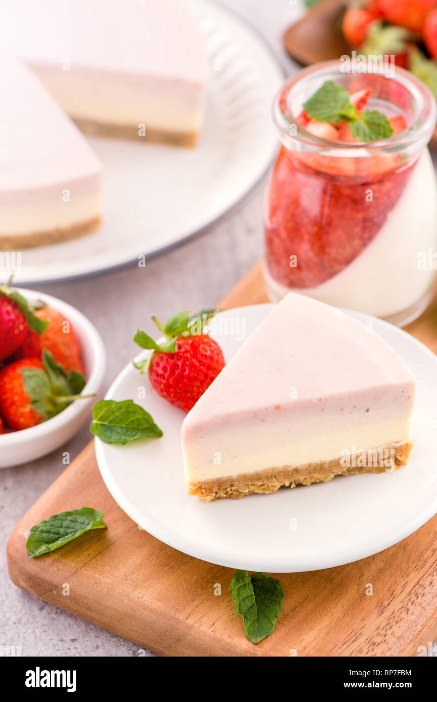 Delicious and nutritious handmade strawberry no bake frozen gradient ...