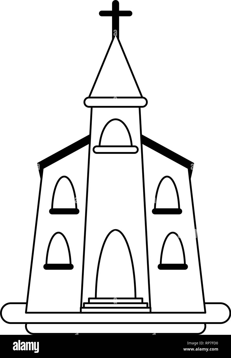 Catholic church building symbol black and white Stock Vector Image ...